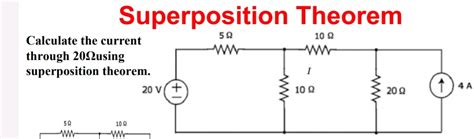 Superposition Theorem Calculate The Current Through 20 Using Superposition Theorem The Image