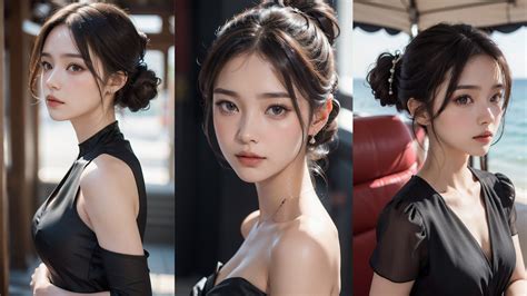 【ai Look Book】ai Beautiful Girl In Black Dress 검은 드레스의 아름다움 黒いドレスの美女