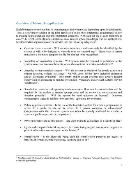 Pdf Overview Of Biometric Applications Biometric · Pdf Fileoverview Of Biometric