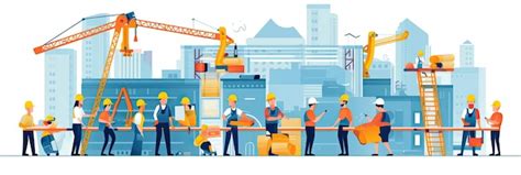 Premium AI Image Construction Workers Set Repair Service Employees