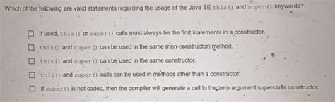 Solved Which of the following are valid statements regarding | Chegg.com