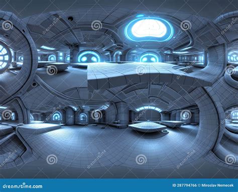 Futuristic Pseudo 360 HDRI Fractal Environment Map Generative AI