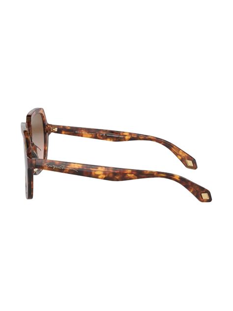 Giorgio Armani Lunettes De Soleil à Monture Carrée Marron FARFETCH FR