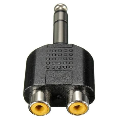 Adaptateur jack 6 35 mm mâle vers 2 RCA femelles moule plastique