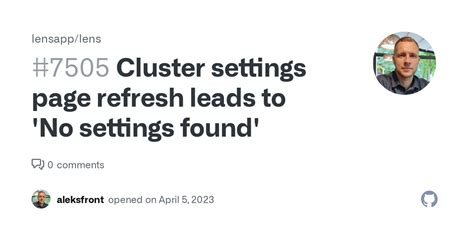 Cluster Settings Page Refresh Leads To No Settings Found · Issue