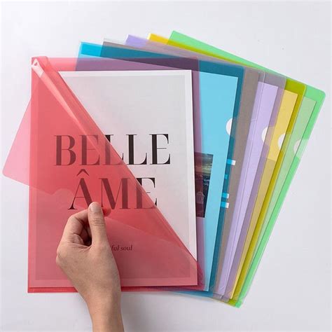 A Color Transparent L Shaped File Folder NP White Plastic Folders Folders Stationery