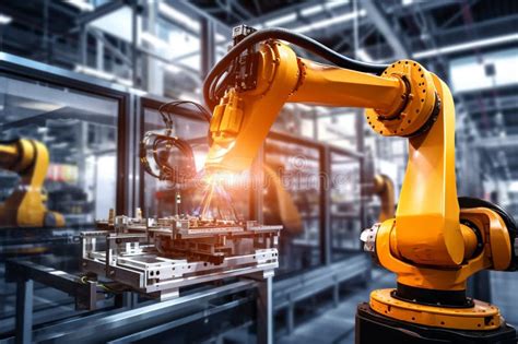 Arm Robot Working With Screen Monitor Control Industrial Machine Robot