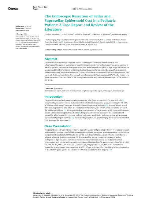 Pdf The Endoscopic Resection Of Sellar And Suprasellar Epidermoid