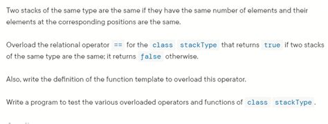 Solved Two Stacks Of The Same Type Are The Same If They Have Chegg Com