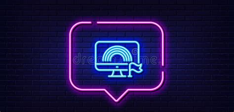 Lgbt Line Icon Pride Flag With Rainbow Sign Neon Light Speech Bubble