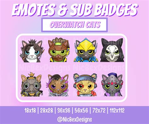 Overwatch Cat Twitch Emotes And Sub Badges Bit Badges Streamer