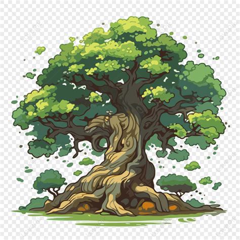 만화 스타일의 오크 트리 클립 아트 트리 벡터떡갈 나무 Png 일러스트 무료 다운로드 Lovepik