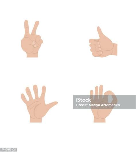 흰색 배경의 고립 된 벡터 일러스트레이션에서 감정 제스처의 손 집합 가리키기에 대한 스톡 벡터 아트 및 기타 이미지 가리키기 긍정적인 감정 표현 낙서 드로잉 Istock