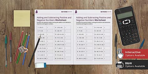 Adding And Subtracting Integers Worksheet Negative Numbers