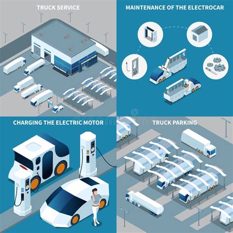 Electric Vehicles Isometric Design Concept Stock Vector Illustration Of Automobile Engine