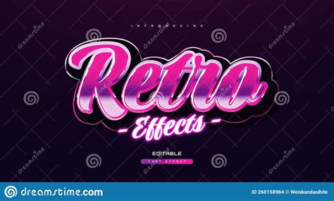 colorful 3d 80s retro text effect with glowing neon effect stock vector