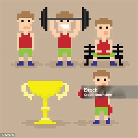 Pixel Art Athlete向量圖形及更多像素畫圖片 像素畫 力量 獲勝 Istock