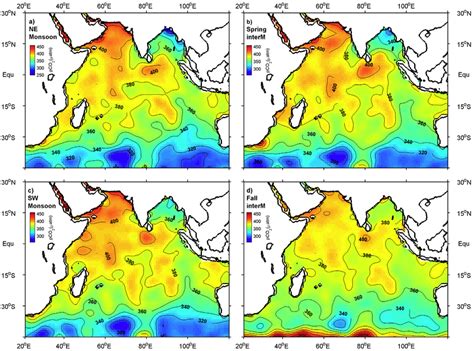 Spatiotemporal Distribution Of Surface Seawater Pco 2 Matm A