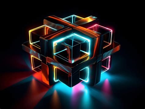 Premium Ai Image Black Background Wallpaper With 3d Neon Cubes Illustration