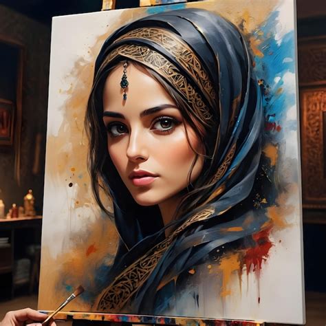Premium Photo Oil Painting Of A Beautiful Arab Woman