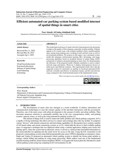 Pdf Efficient Automated Car Parking System Based Modified Internet Of Spatial Things In Smart