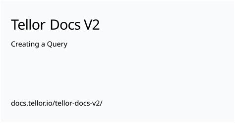 Creating A Query Tellor Docs V2