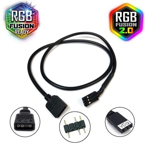 Cabo Adaptador Argb Gigabyte Rgb Fusion 20 5v 3 Pinos Para Vdg 3 Pinos