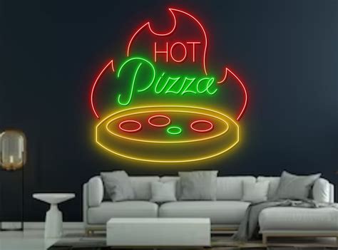 Pizza Time Neon Sign Pizza Neon Led Light Wall Decor Pizza Etsy