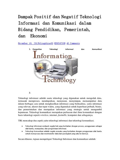 Dampak Positif Dan Negatif Teknologi Berbagi Informasi