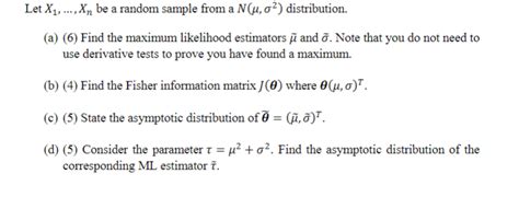 Solved Let X Xn Be A Random Sample From A N Chegg