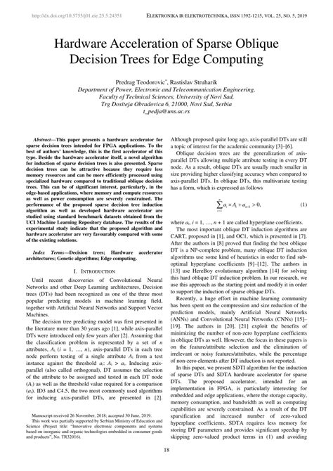 Pdf Hardware Acceleration Of Sparse Oblique Decision Trees For Edge Computing