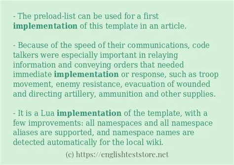 Example Uses In Sentence Of Implementation Englishteststore Blog