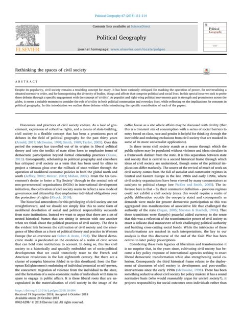 Rethinking The Spaces Of Civil Society Pdf Civil Society