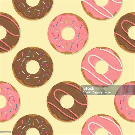 도넛 벡터 일러스트와 달콤한 여름 원활한 패턴입니다 벡터 일러스트레이션 0명에 대한 스톡 벡터 아트 및 기타 이미지 0명 3차원 형태 귀여운 Istock