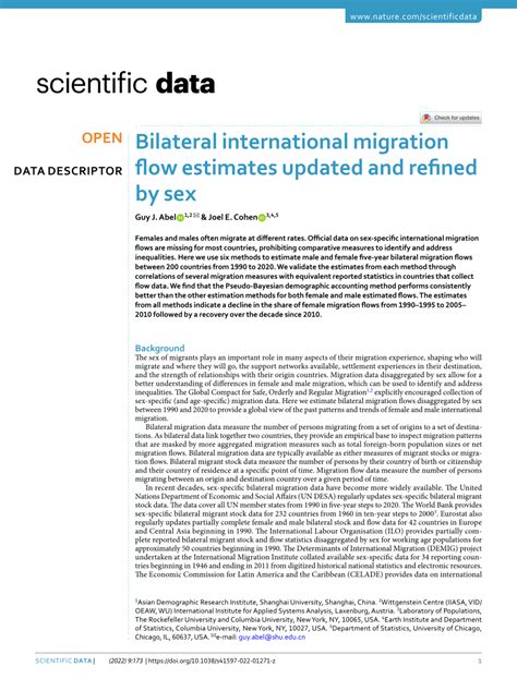 PDF Bilateral International Migration Flow Estimates Updated And Refined By Sex