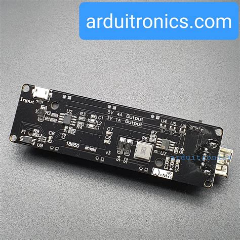 โมดูลชาร์จแบตเตอรี่ 18650 พร้อมช่องจ่ายไฟ usb battery shield v3 สำหรับ