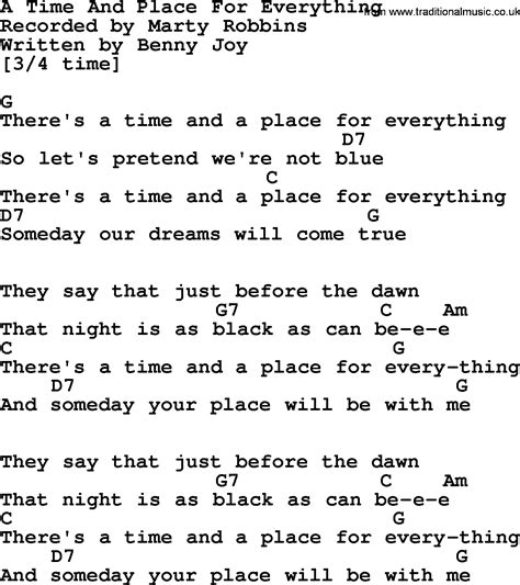 A Time And Place For Everything By Marty Robbins Lyrics And Chords