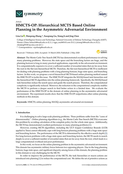 Pdf Hmcts Op Hierarchical Mcts Based Online Planning In The Asymmetric Adversarial Environment