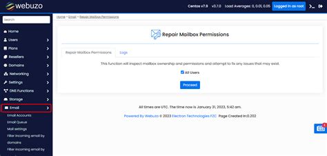 Repair Mailbox Permissions Webuzo