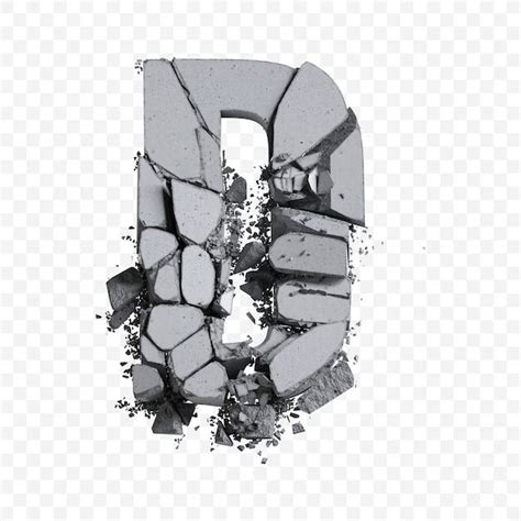 Broken Concrete Number 4 Psd Illustration Cracked Letters Font