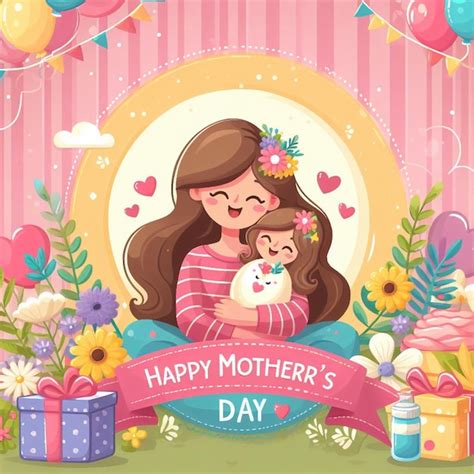 Premium Vector Happy Mothers Day Poster Template With A Background