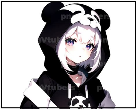 Pngtuber Panda Bear Hoodie Girl 2d Vtuber Premade And Etsy