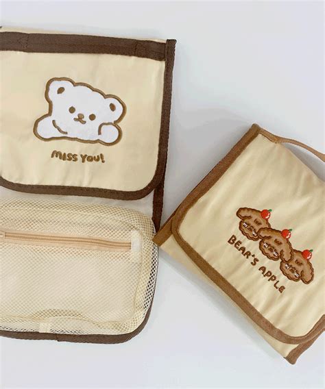 [당일출고 4종] 곰돌이 접이식 파우치 메이크업 화장품 다꾸 파우치 No 1251 에이블리