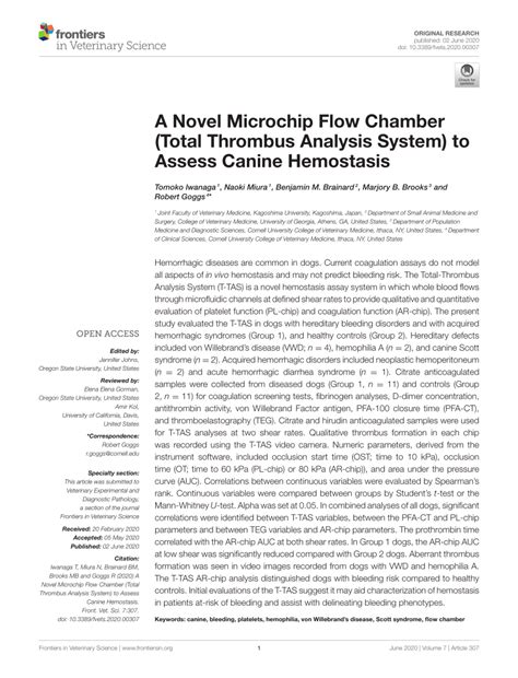Pdf A Novel Microchip Flow Chamber Total Thrombus Analysis System