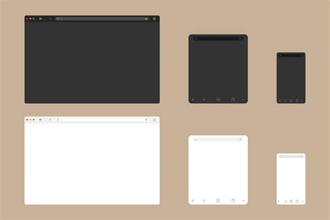 Web Browser Window Mockup In Light And Dark Modern Flat Design Website