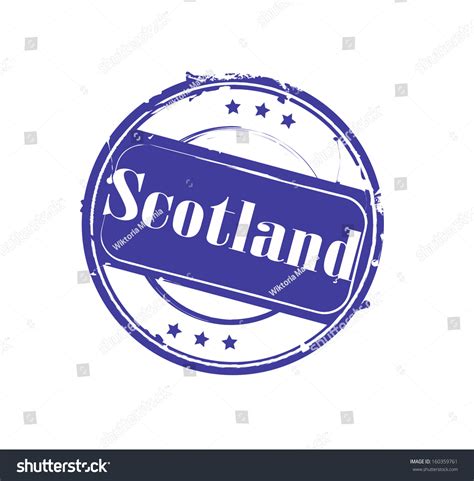 Retro Blue Round Rubber Stamp Scotland Stock Vector Royalty Free