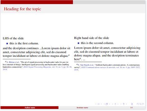Beamer Create Two Columns With References Cited At The Bottom Of Slide Inbeamer TeX LaTeX