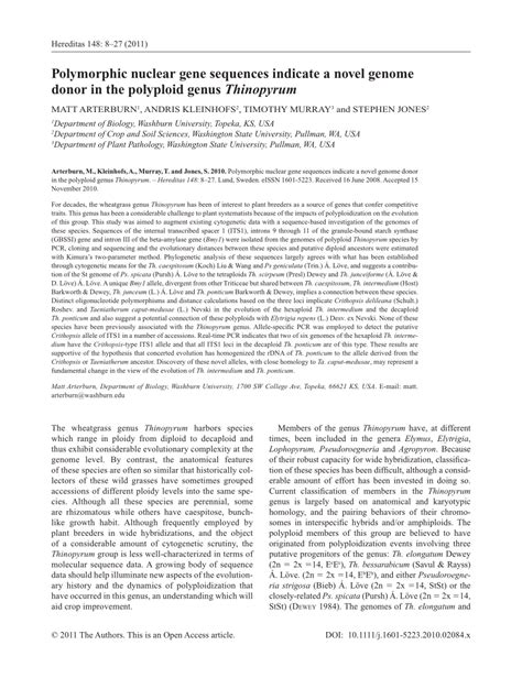 Pdf Polymorphic Nuclear Gene Sequences Indicate A Novel Genome Donor In The Polyploid Genus