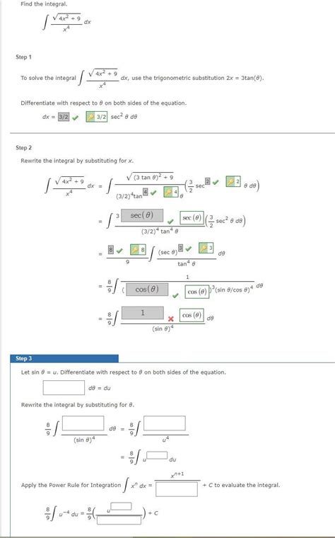 solved find the integral v 4x2 9 dx step 1 4x2 9 to