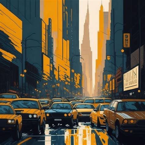 Premium AI Image Abstract Painting Inspired By The Rush Hours Traffic
